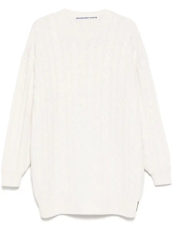 Alexander Wang Bead-hotfix Cable-knit Dress - White