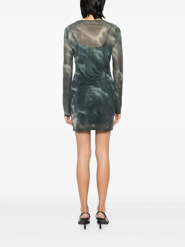 Alexander Wang Crystal-hotfix Cloud-print Mini Dress