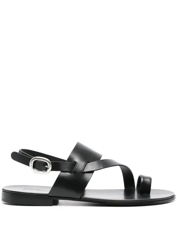 GIUSEPPE ZANOTTI Hezra Toe-loop Leather Sandals - Black