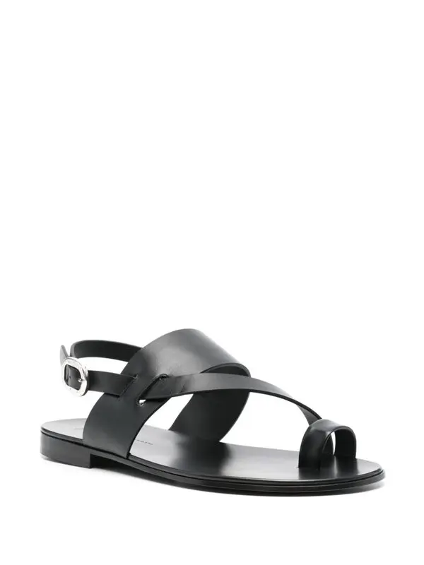 GIUSEPPE ZANOTTI Hezra Toe-loop Leather Sandals - Black