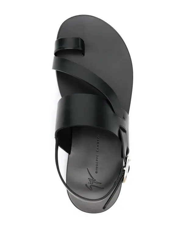 GIUSEPPE ZANOTTI Hezra Toe-loop Leather Sandals - Black