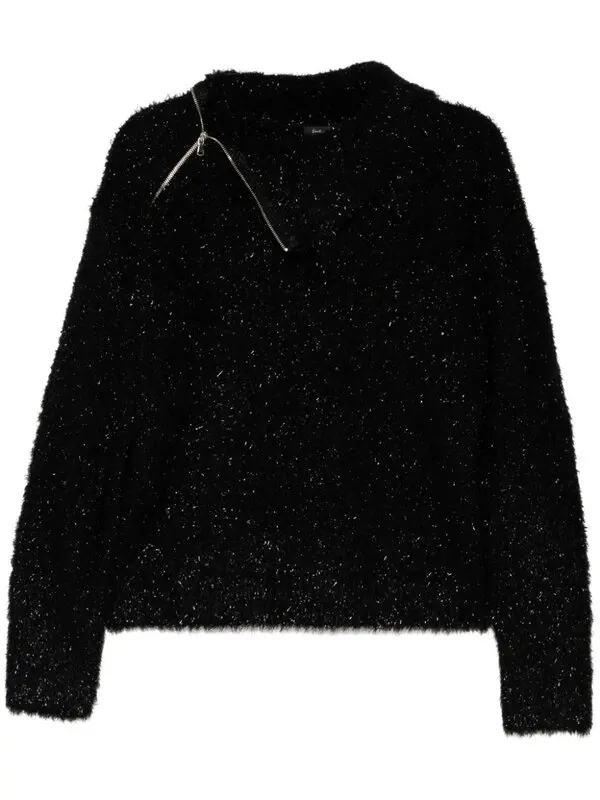 TOUT A COUP Turned Up Neck Sweater - Black