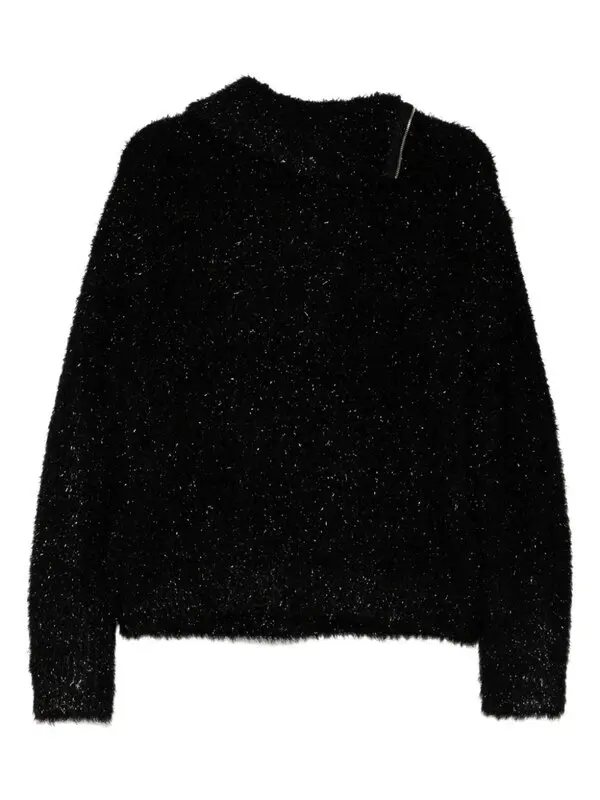 TOUT A COUP Turned Up Neck Sweater - Black
