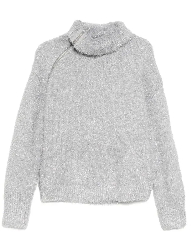 TOUT A COUP Turned Up Neck Sweater - Grey