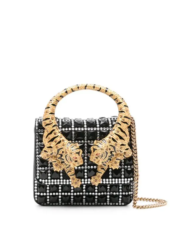 Roberto Cavalli Tiger-Handle Mini Bag Black Editorialist
