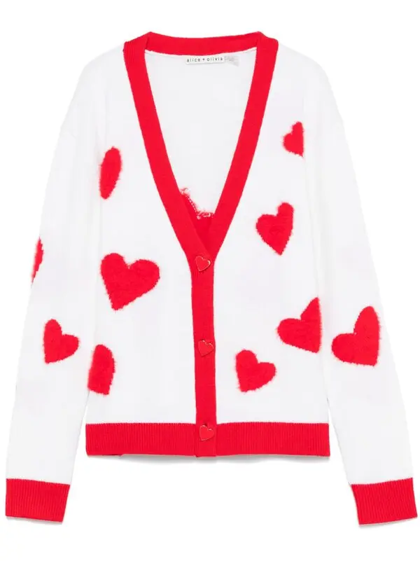 Alice + Olivia Heart-motif Cardigan - White