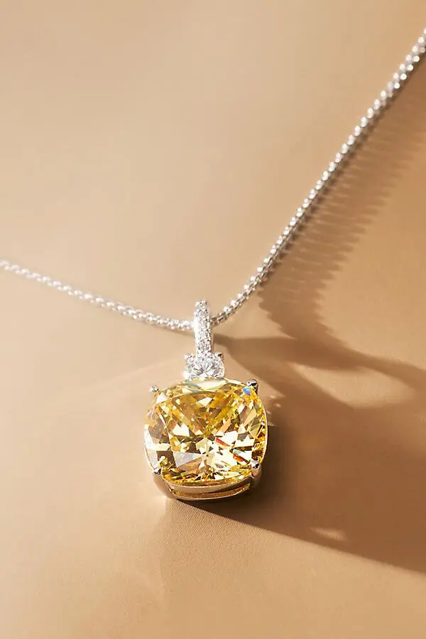 Nadri Pendant Necklace - Yellow Pattern