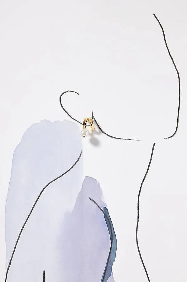 Nadri Farrah Pearl Drop Double Hoop Earrings