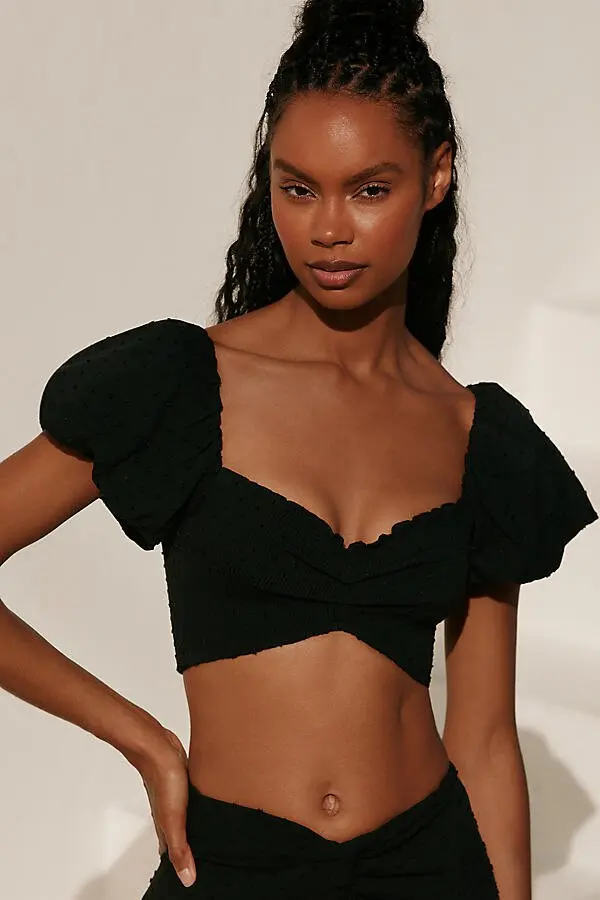 Peixoto Louisa Off-shoulder Crop Top - Black