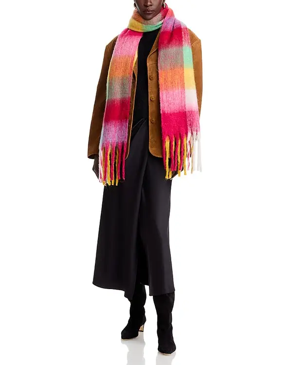 Aqua Lulla Color Block Plaid Scarf - Multi