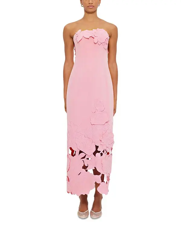 LEO LIN Rayna Strapless Crepe Dress - Flamingo