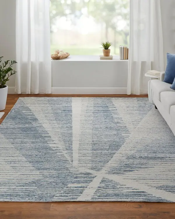 FEIZY Brighton Bri69chf Area Rug, 4' X 6 - Ivory/blue