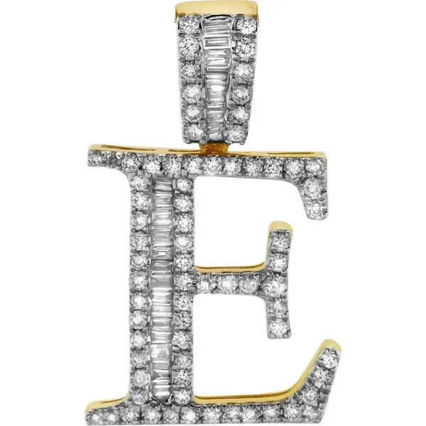 LUVMYJEWELRY E Initial Diamond Pendant 0.6 Carats - 10k Yellow Gold -