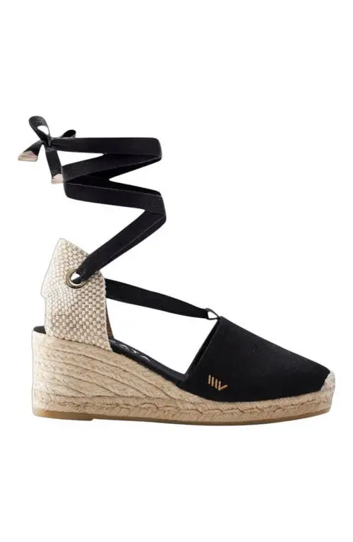VISCATA Escala Canvas Espadrille Wedges - Black