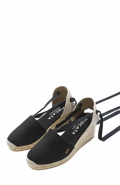 VISCATA Escala Canvas Espadrille Wedges - Black