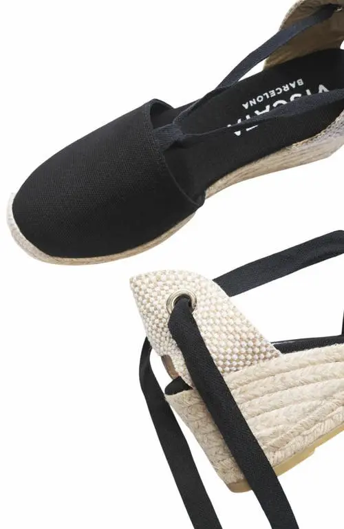 VISCATA Escala Canvas Espadrille Wedges - Black