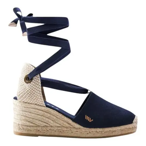 VISCATA Escala Canvas Espadrille Wedges - Navy Blue