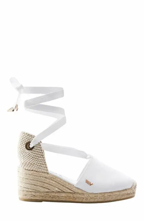 VISCATA Escala Canvas Espadrille Wedges - White