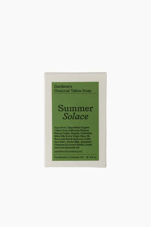 SUMMER SOLACE TALLOW Gardeners Activated Bar Soap - Charcoal