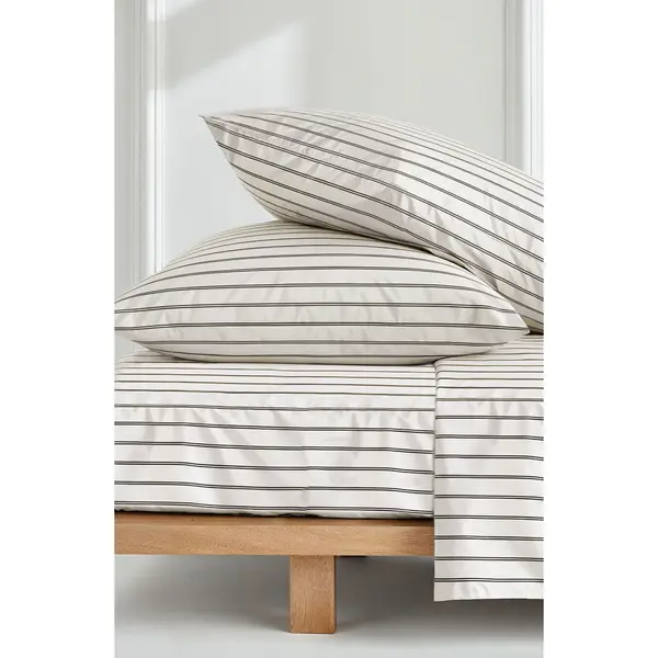 ITALIC Luxe Australian Sateen Sheet Set - Black Mini Stripes