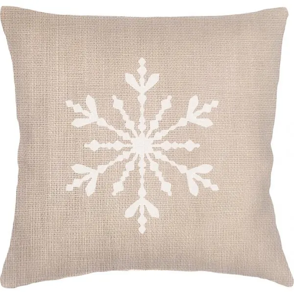 Anaya Winter Snowflake Linen Pillow Cover Only - Beige