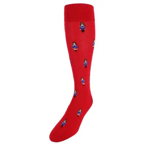 Trafalgar Nutcracker Mercerized Cotton Over-the-calf Socks - Red