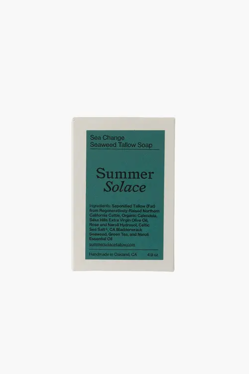SUMMER SOLACE TALLOW Sea Change Seaweed Bar Soap - Teal + White