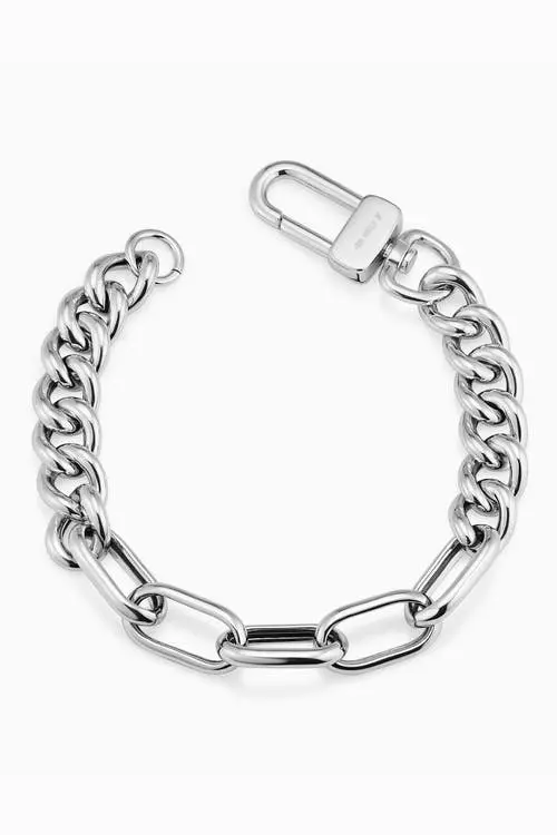 ORADINA Sterling Curb And Clip Link Bracelet - Silver