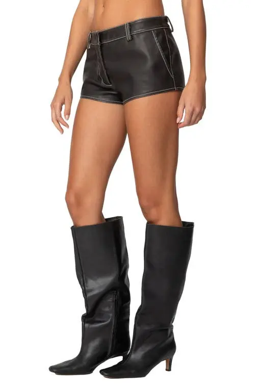 EDIKTED Blaise Faux Leather Micro Shorts