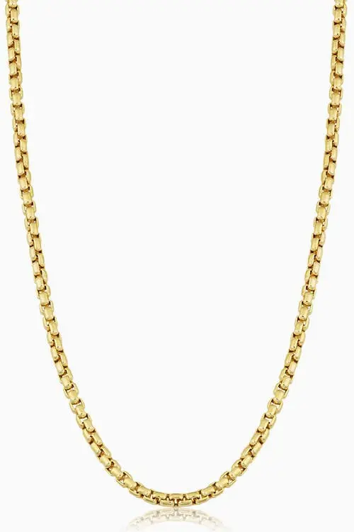 ORADINA 14k Gold Round Bodega Box Chain - 14k Yellow Gold
