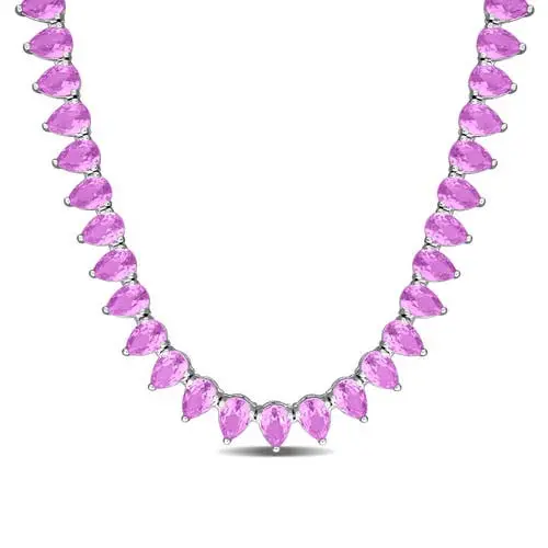 JULIANNA B. Lab-created Tennis Necklace - Pink Sapphire
