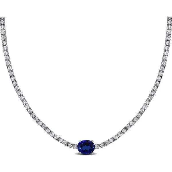 JULIANNA B. Lab-created Solitaire Tennis Necklace - Sapphire