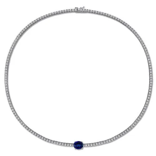 JULIANNA B. Lab-created Solitaire Tennis Necklace - Sapphire
