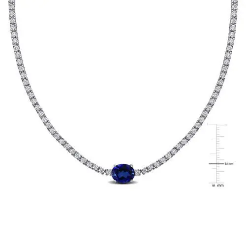 JULIANNA B. Lab-created Solitaire Tennis Necklace - Sapphire