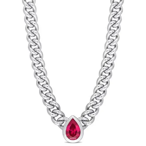 JULIANNA B. Lab-created And Sterling Silver Necklace - Ruby
