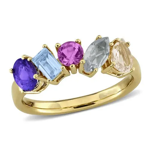 JULIANNA B. Gemstone Five-stone Ring - Multi-stone/yellow-plated