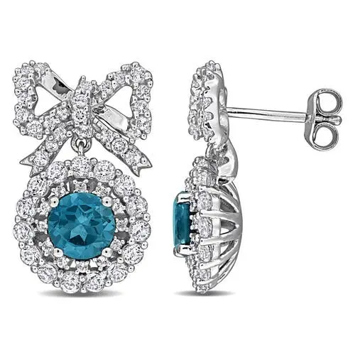 JULIANNA B. Topaz Bow Halo Earrings - Blue Topaz