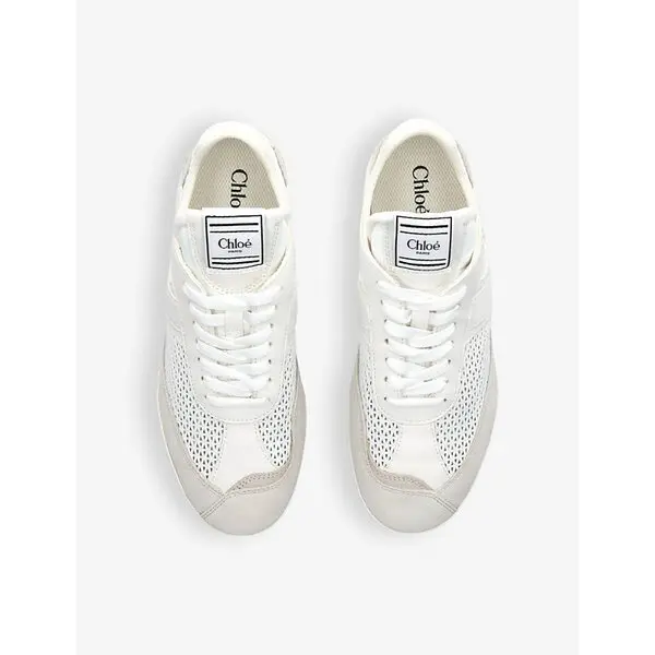 Chloé Kick Brand-patch Low-top Suede Trainers - White/comb