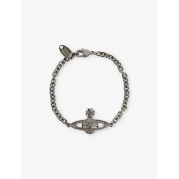 VIVIENNE WESTWOOD Mini Bas Relief Chain Bracelet - Ruthenium Black Diamond