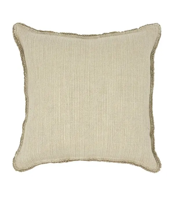 DE LE CUONA Linen-blend Fringe Bison Cushion - Beige