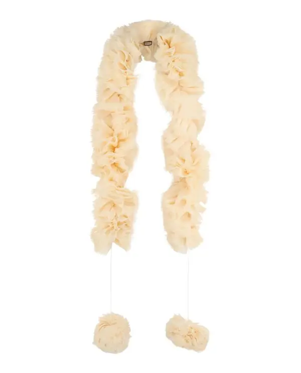 Gucci Silk Ruffle Scarf - Cream