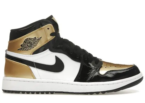 JORDAN 1 Retro High Golf Patent Gold Toe - Black/metallic Gold/white