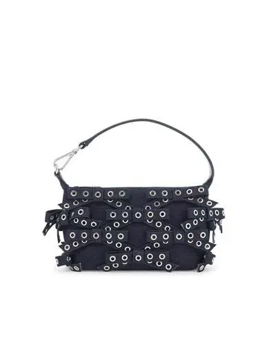 Ganni bow bag ブルーファー Satin Bou Bag Mini