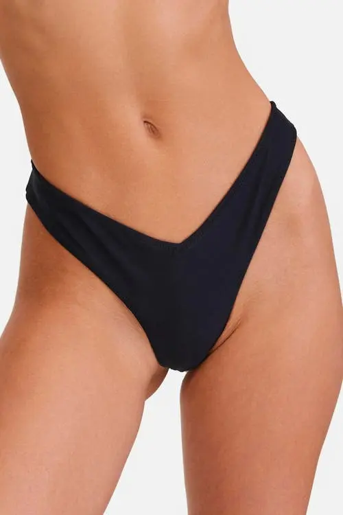 SUNKISSED Le Sporty High-leg Cheeky Bikini Bottom - Black