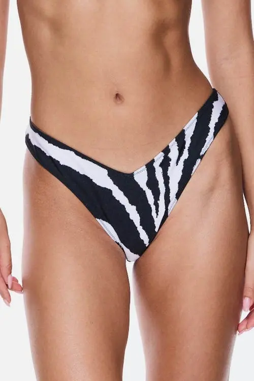 SUNKISSED Le Sporty High-leg Cheeky Bikini Bottom - Zebra