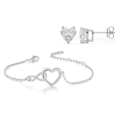 DONATELLO GIAN Name' Heart Bracelet And Earrings Set - Silver