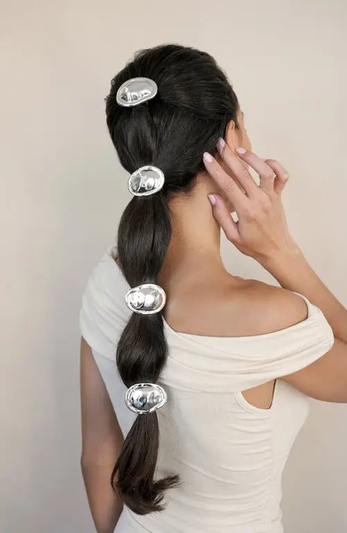 Ettika Noble Nugget Ponytail Holder - Silver