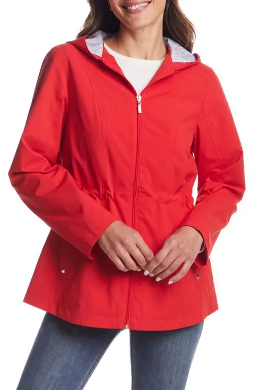 Gallery Water Resistant Hooded Raincoat - Red
