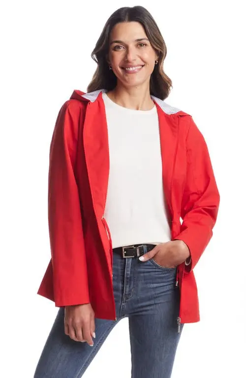 Gallery Water Resistant Hooded Raincoat - Red