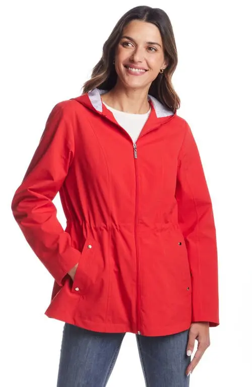Gallery Water Resistant Hooded Raincoat - Red